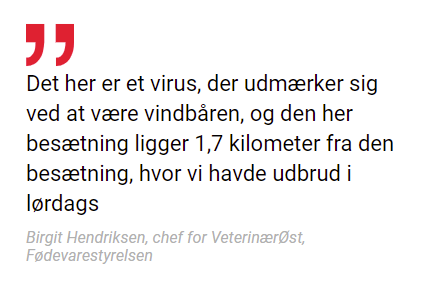 Smitter fugleinfluenza luftbåren over 1,7 km til en indendørs besætning ...